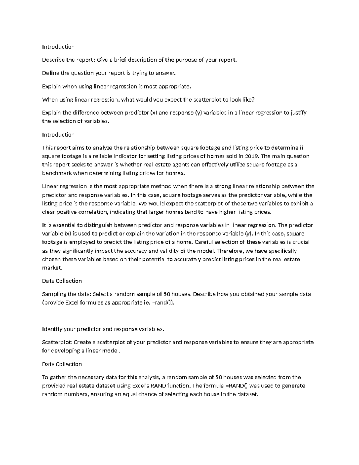 Project rough draft - Introduction Describe the report: Give a brief ...