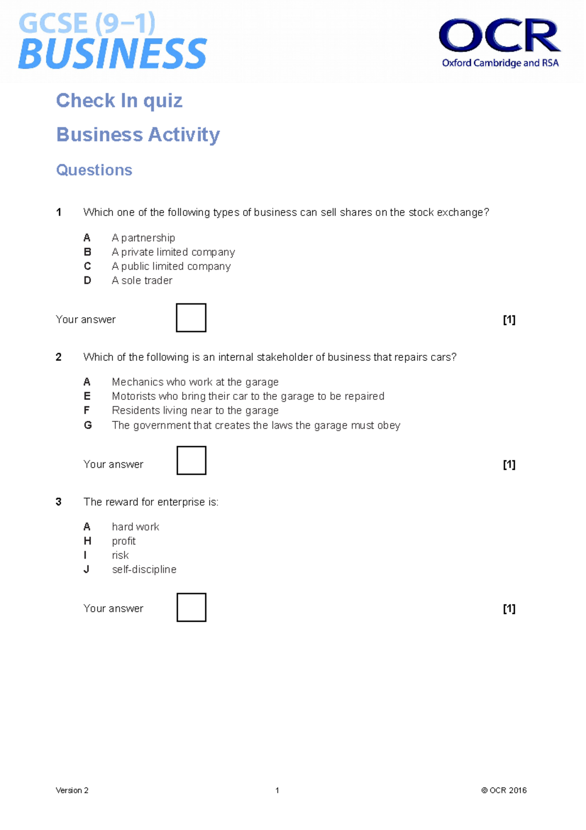 289136 business activity check in quiz - Check In quiz Business ...