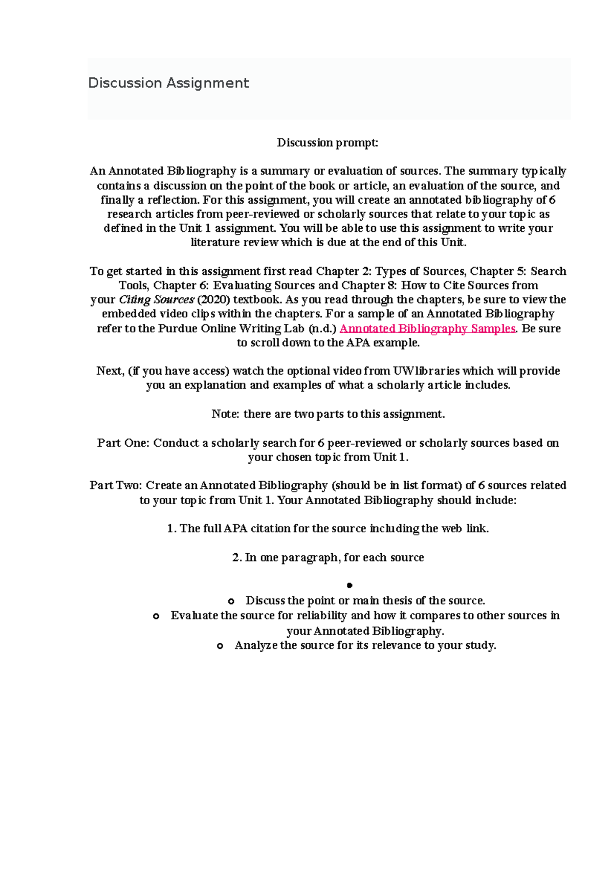 Unit 2 - Unit 2 Discussion forum - Discussion Assignment Discussion prompt: An Annotated - Studocu