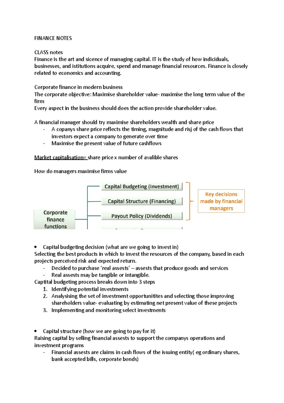 Finance Notes - FINANCE NOTES CLASS notes Finance is the art and ...