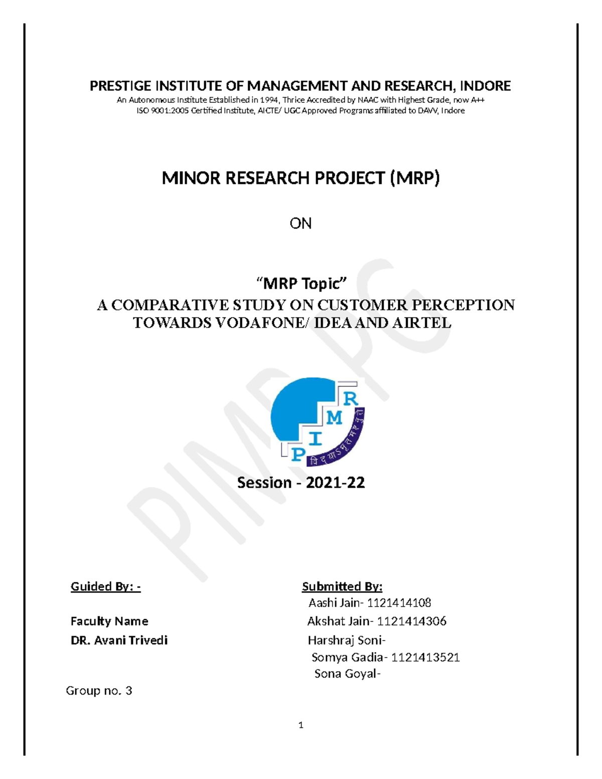Format of Report (1)-converted - “MRP Topic” Session - 2021- PRESTIGE ...