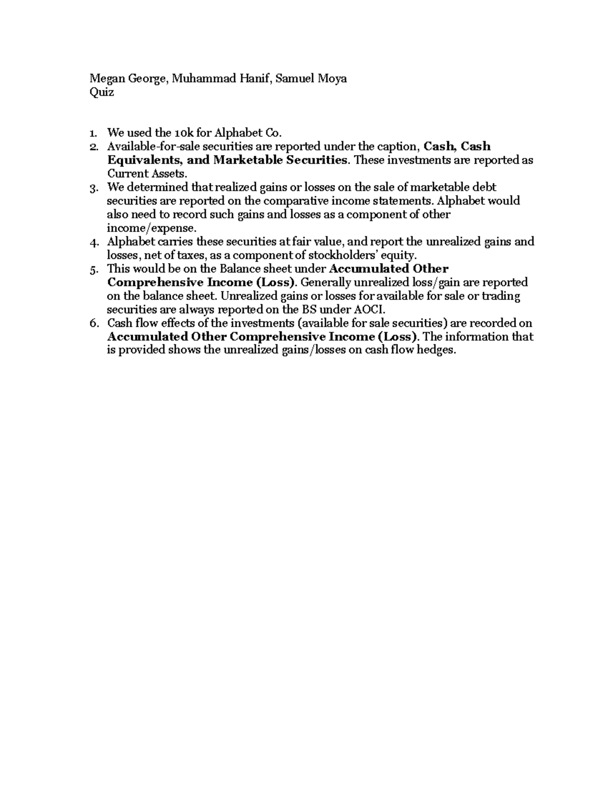 Quiz- Alphabet Co - QUiz - Megan George, Muhammad Hanif, Samuel Moya ...