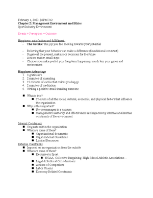 Chapter 1 SPM 312 - Michael Smucker - Chapter 1: Overview of Management ...