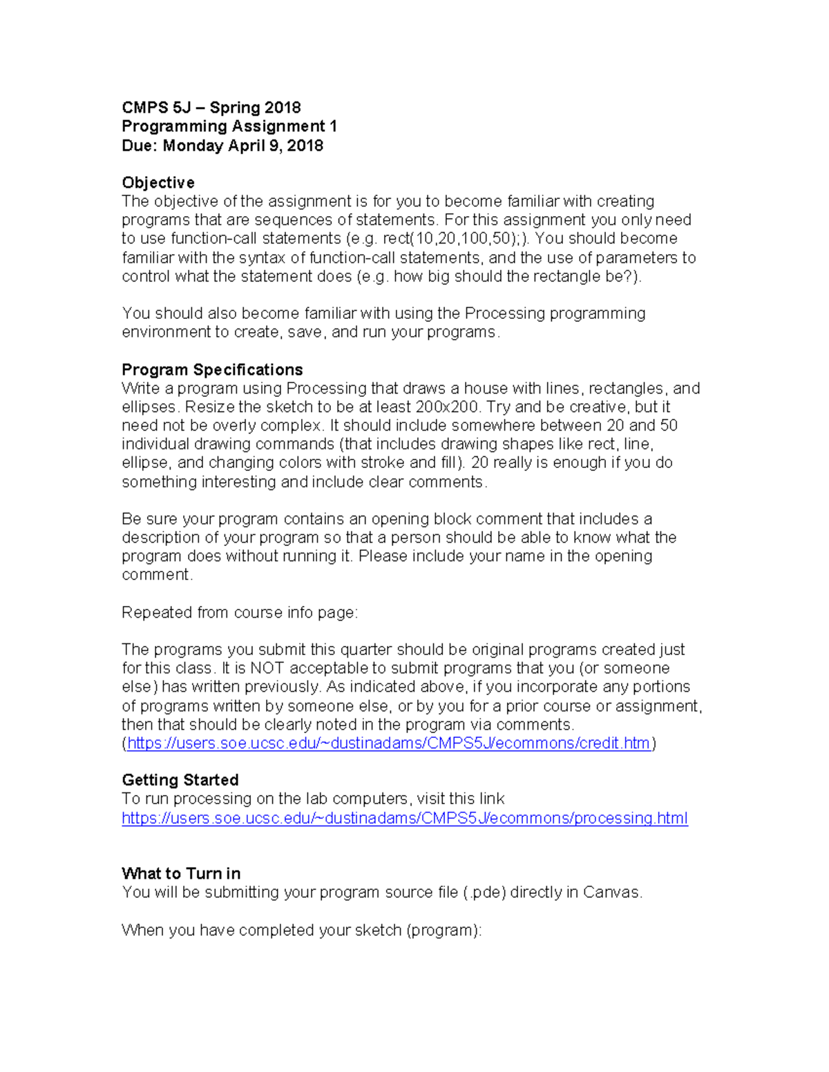 Program 1 - CMPS 5J – Spring 2018 Programming Assignment 1 Due: Monday ...