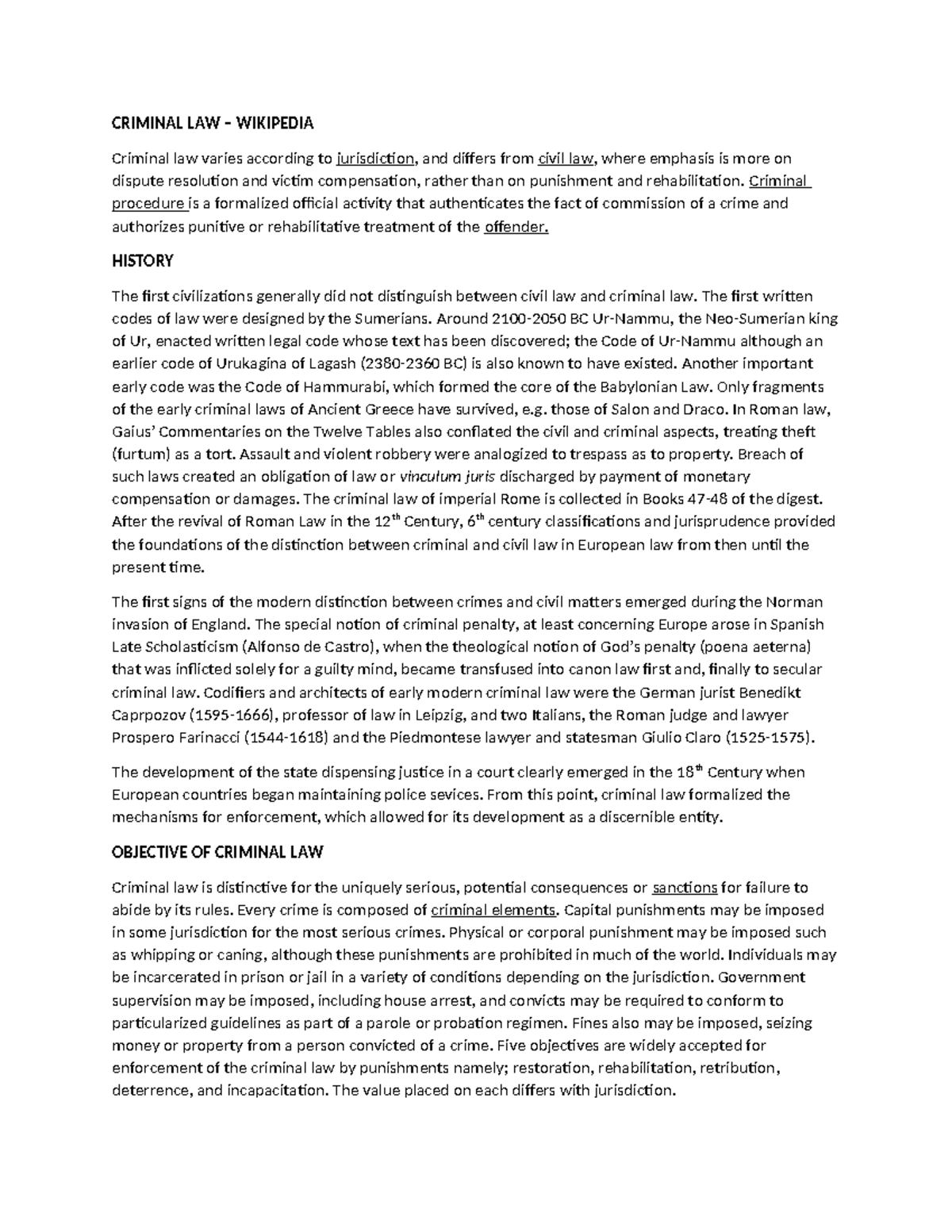Criminal LAW wikipedia - CRIMINAL LAW – WIKIPEDIA Criminal law varies ...