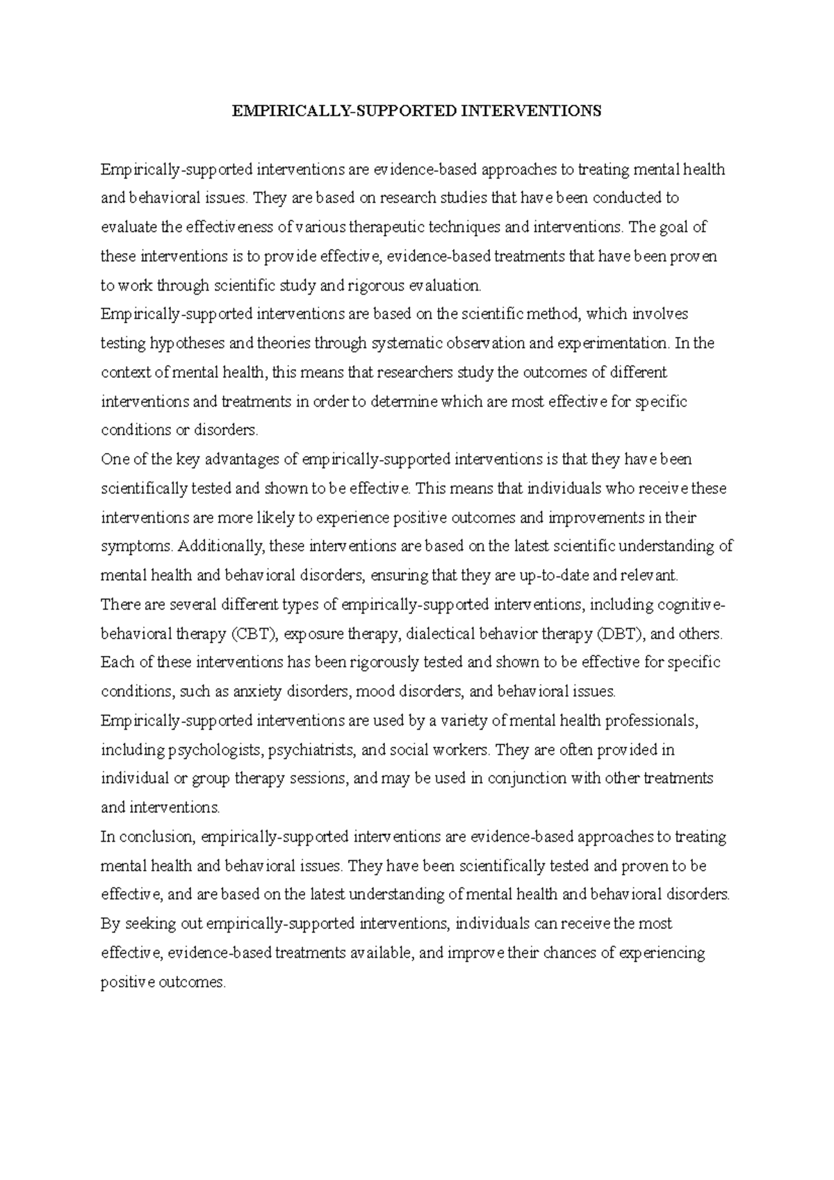 Empirically-Supported Interventions - EMPIRICALLY-SUPPORTED ...