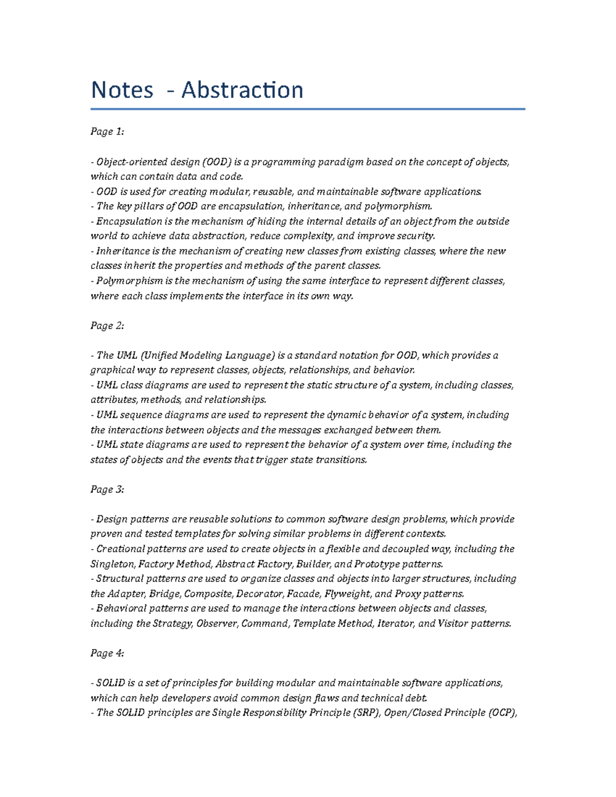 Lecture Notes Abstraction Notes Abstraction Page 1 Object