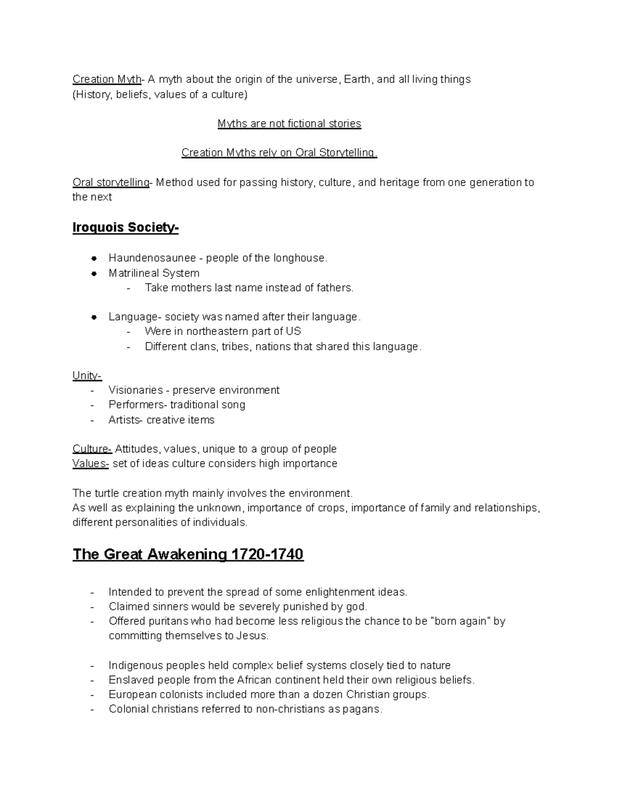 English III notes - Creation Myth- A myth about the origin of the ...