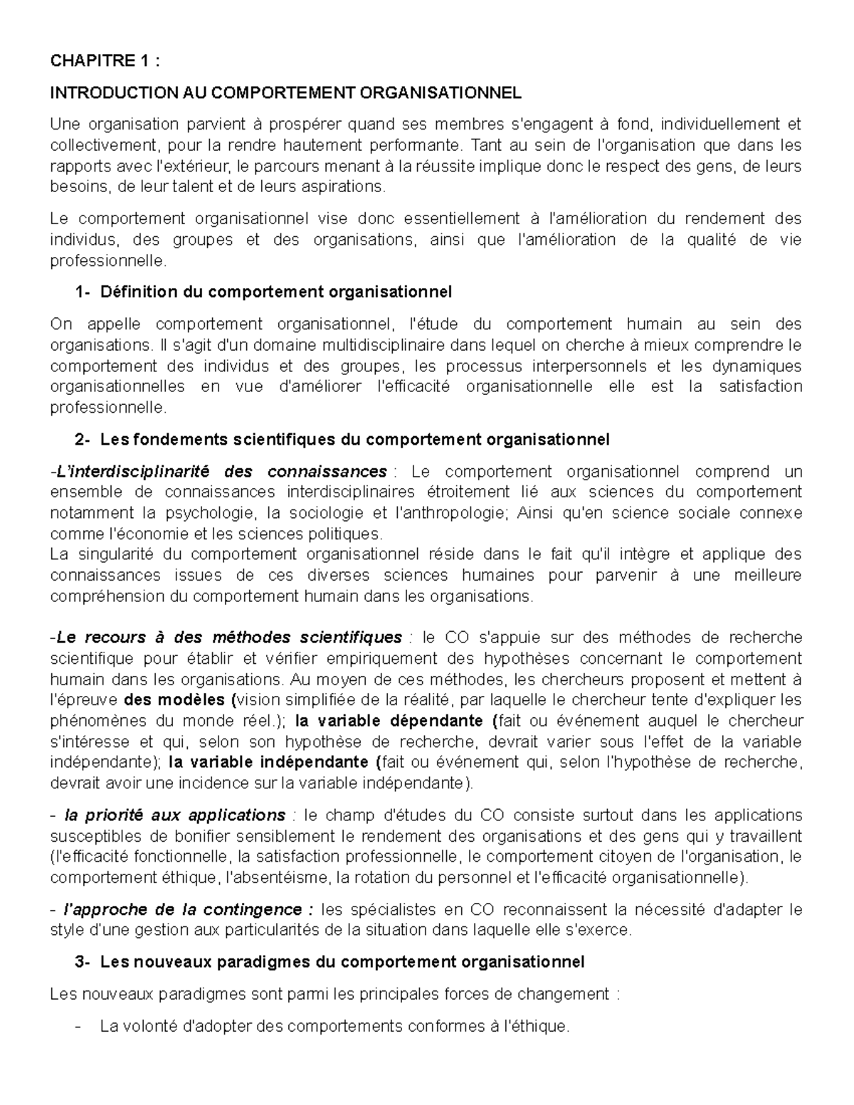 notes explicatives de cours par semaine et par chapitre - CHAPITRE 1 ...