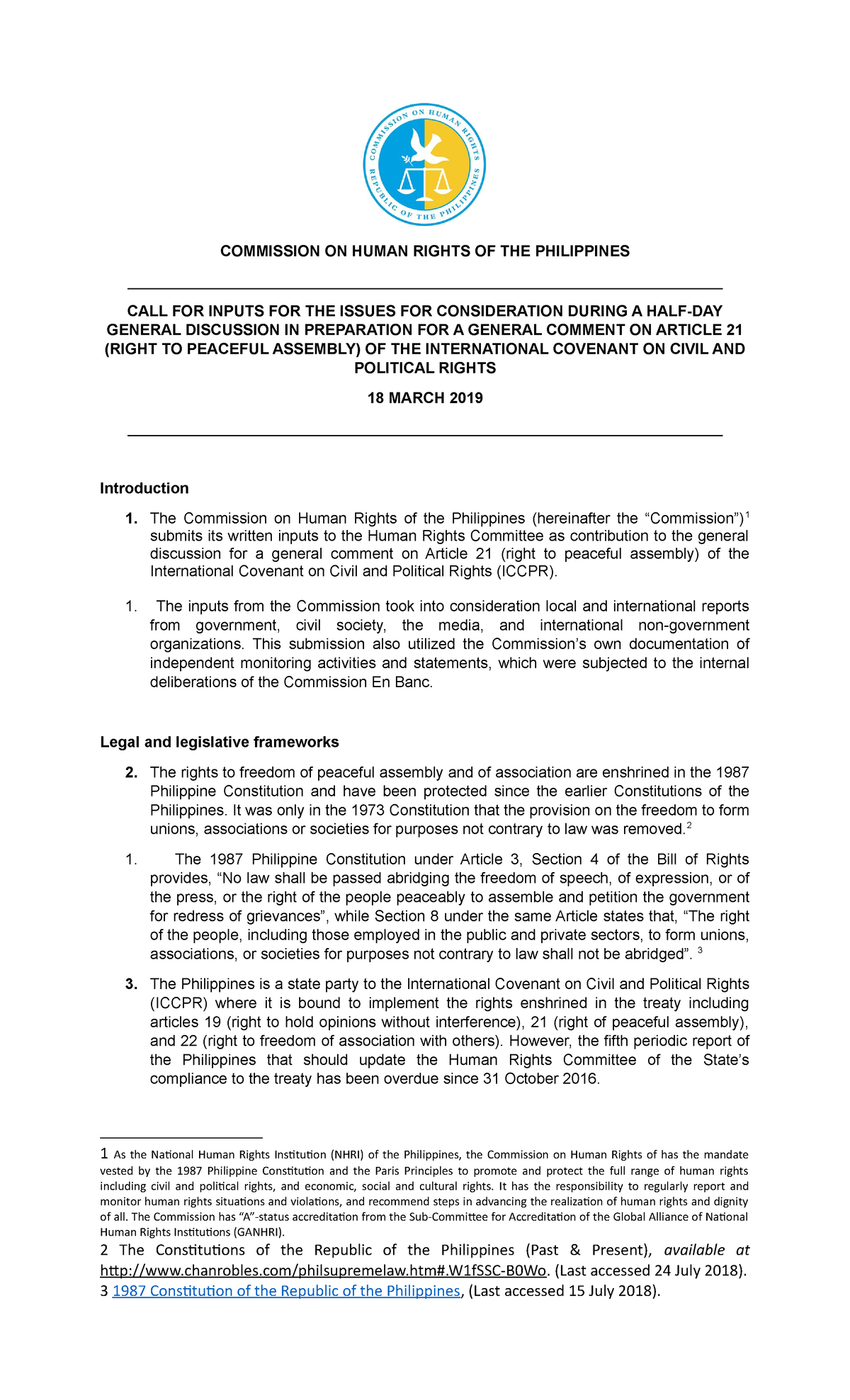 CHR Philippines - philippine constitution - COMMISSION ON HUMAN RIGHTS ...