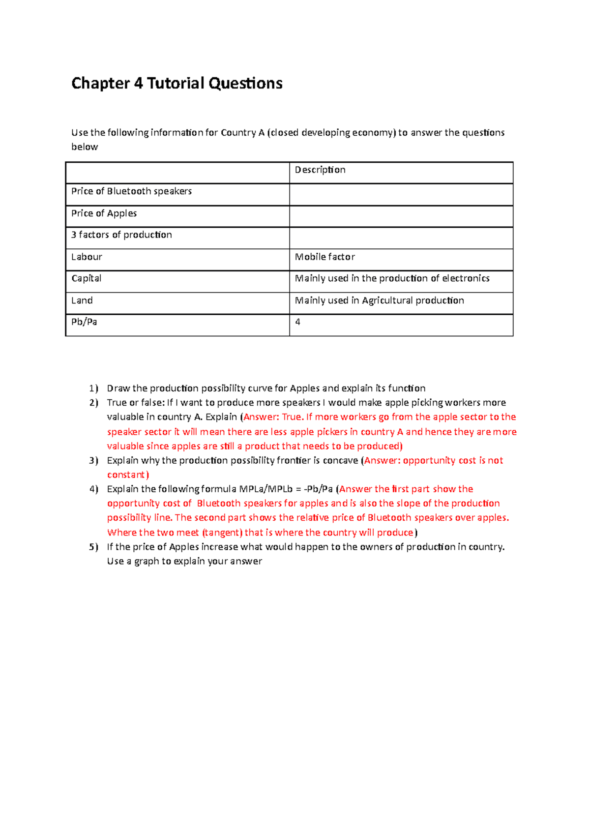 Tutorial questions chapter 4(1) to help you understaand the work ...