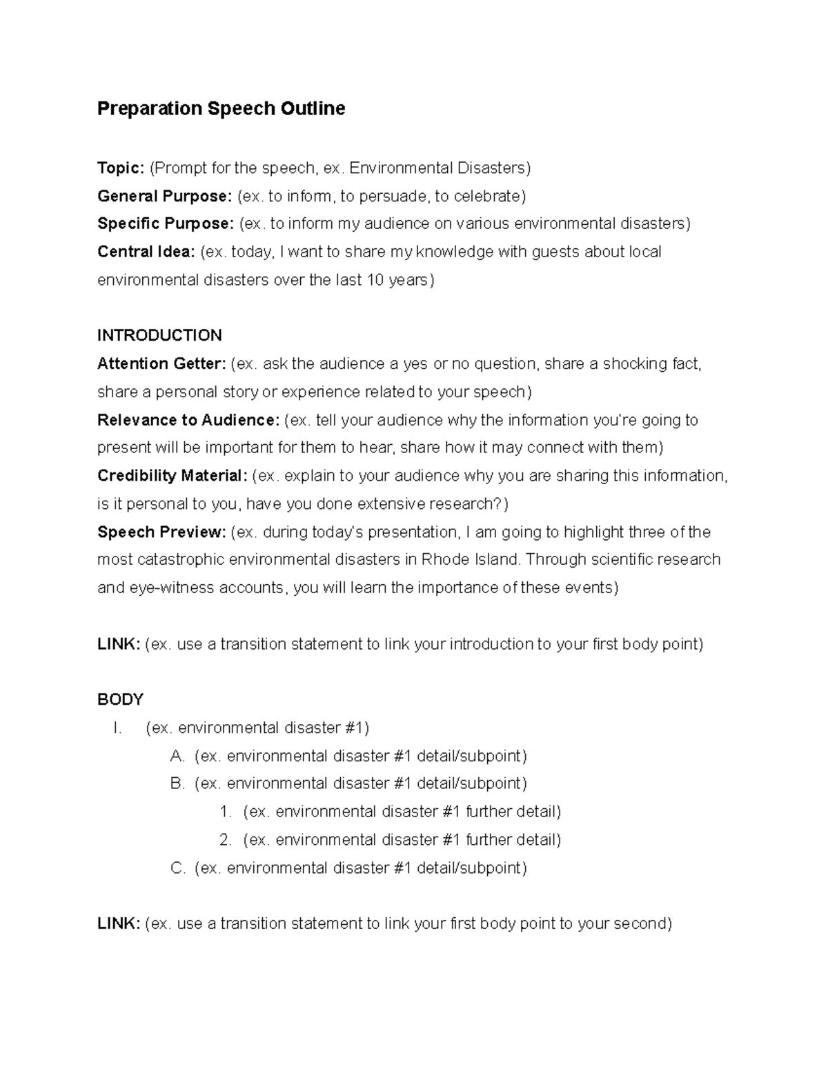 COM202 Preperation Outline - Preparation Speech Outline Topic: (Prompt ...