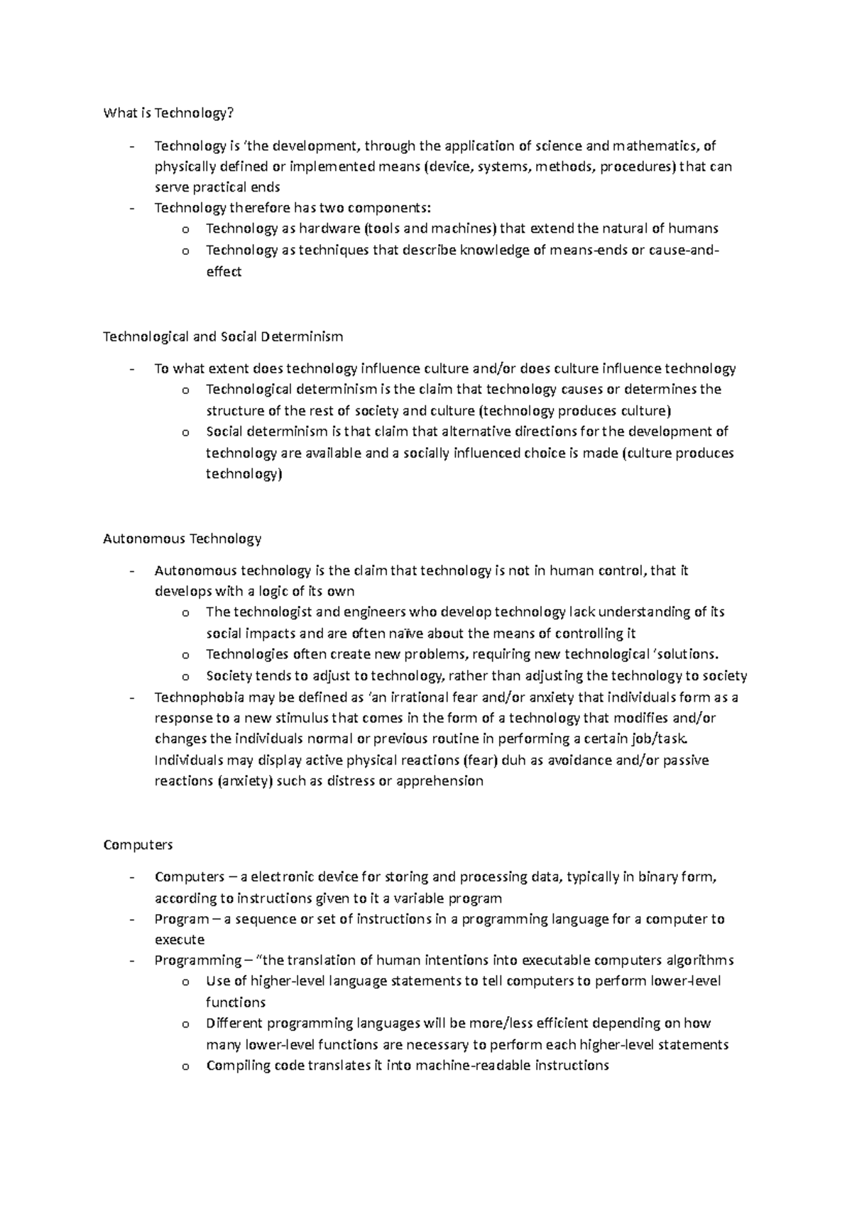 Week 1 - What is Technology - What is Technology? - Technology is ‘the ...