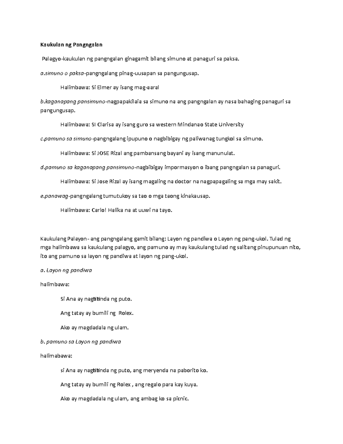 315338631 Kaukulan Ng Pangngalan - Kaukulan ng Pangngalan Palagyo ...