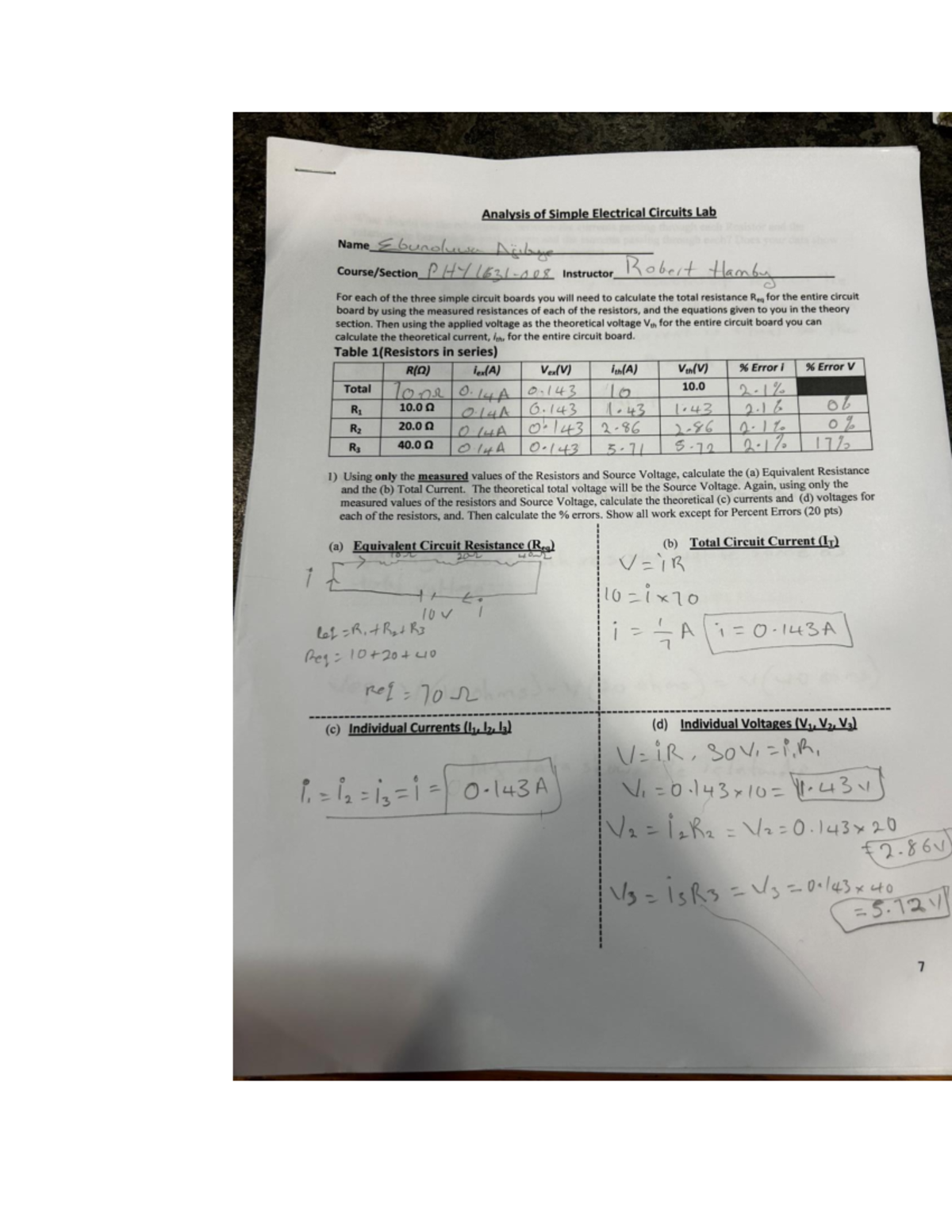 Simple electrical circuit - PHY 1631 - Studocu
