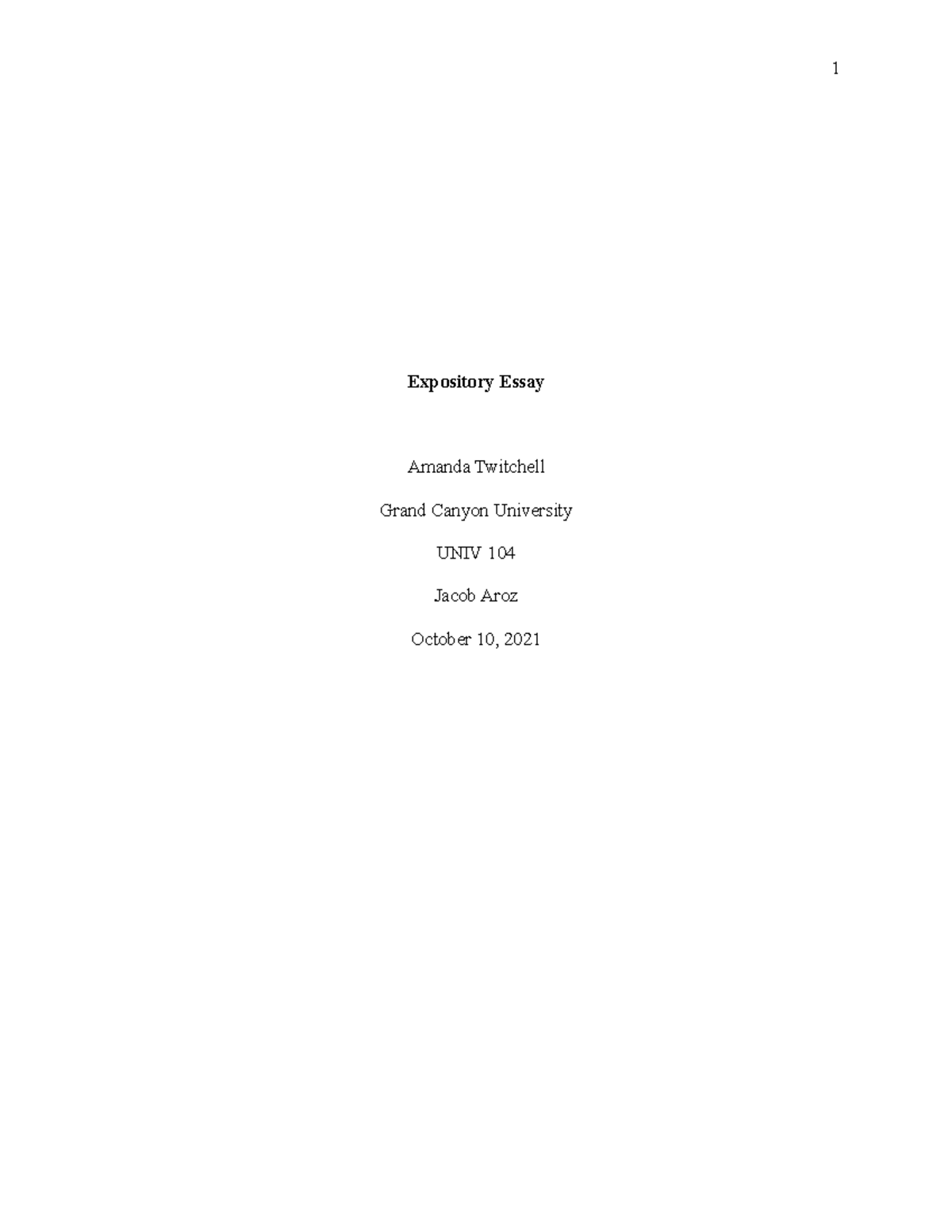 Expository Essay - Expository Essay Amanda Twitchell Grand Canyon ...