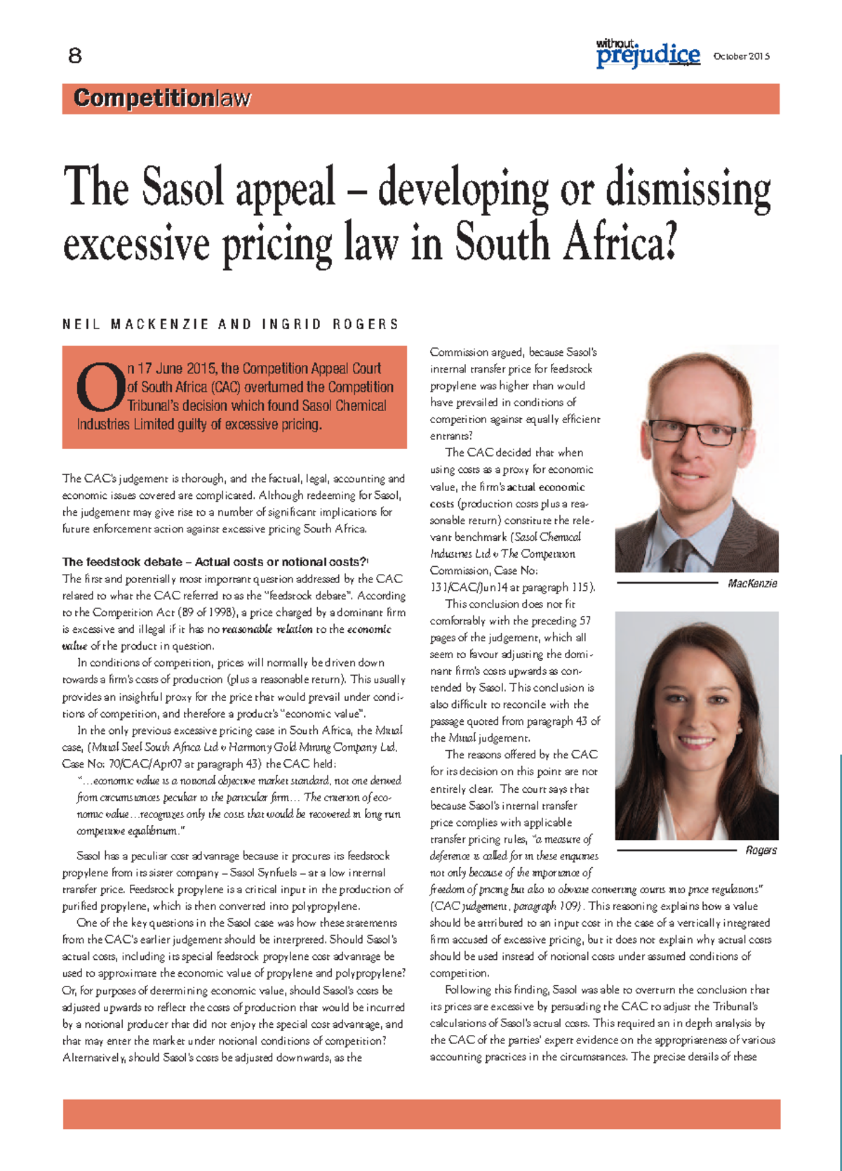 Mackenzie rogers 2015 the sasol appeal developing or dismissing ...