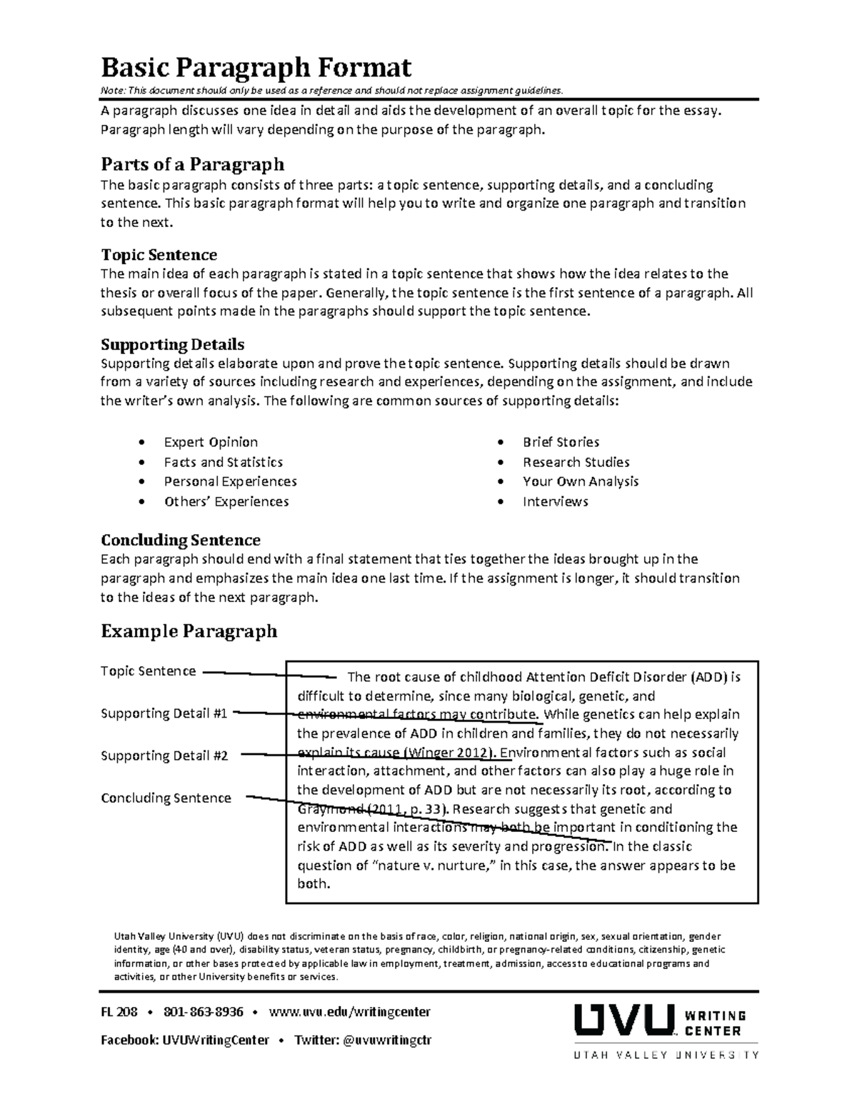 Basic paragraph format - Basic Paragraph Format Note: This document ...