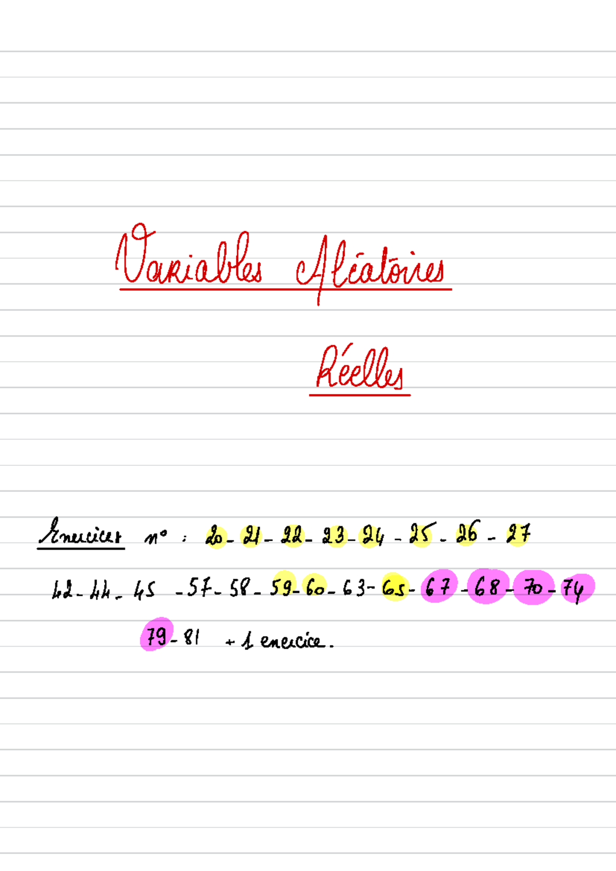 Variables aléatoires Exercices - Variables efliatories Réelles ...