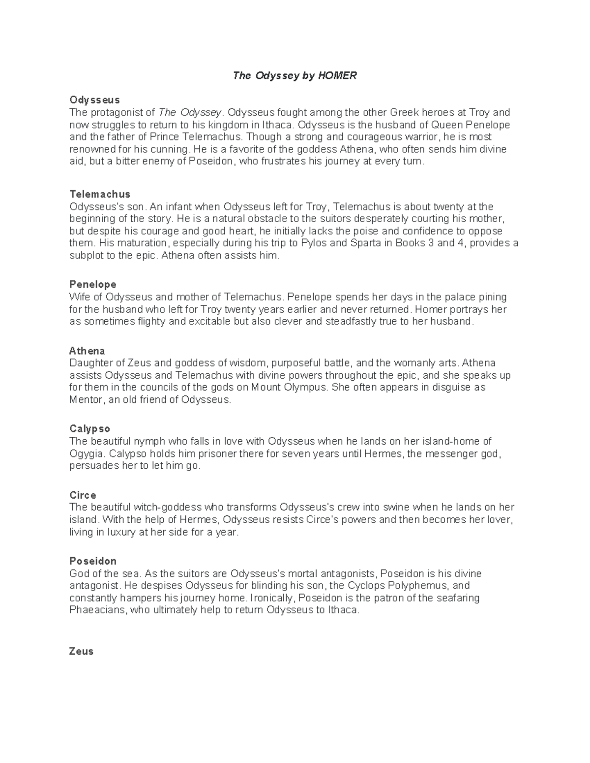 The-Odyssey-Characters - The Odyssey by HOMER Odysseus The protagonist ...