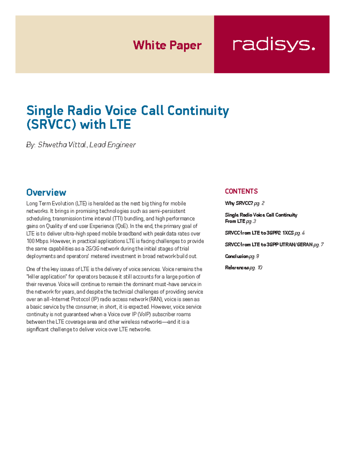 Paper-lte-srvcc - gjhgjg - White Paper CONTENTS Why SRVCC? pg. 2 Single ...