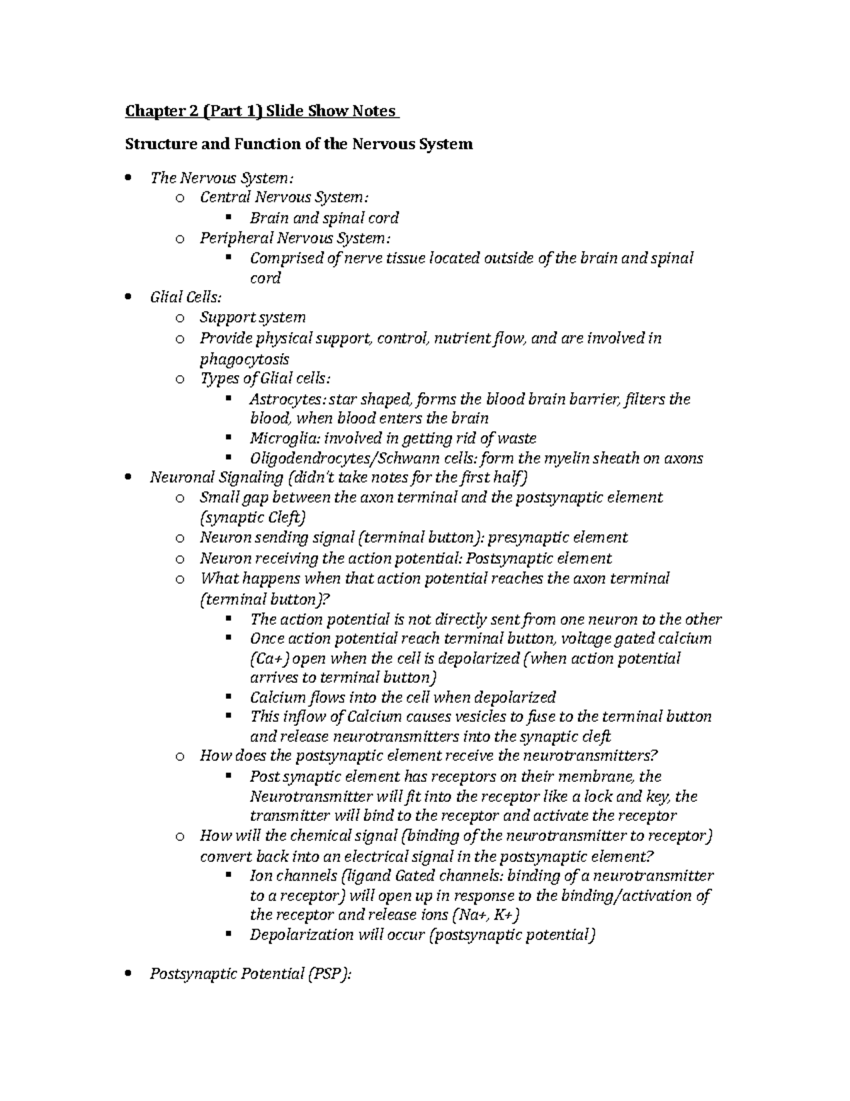 Chapter 2 Lecture Notes - Chapter 2 (Part 1) Slide Show Notes Structure ...