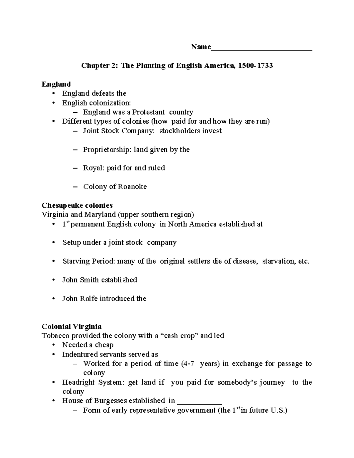 Chapter 2 guided notes - Name_________________________ Chapter 2: The ...