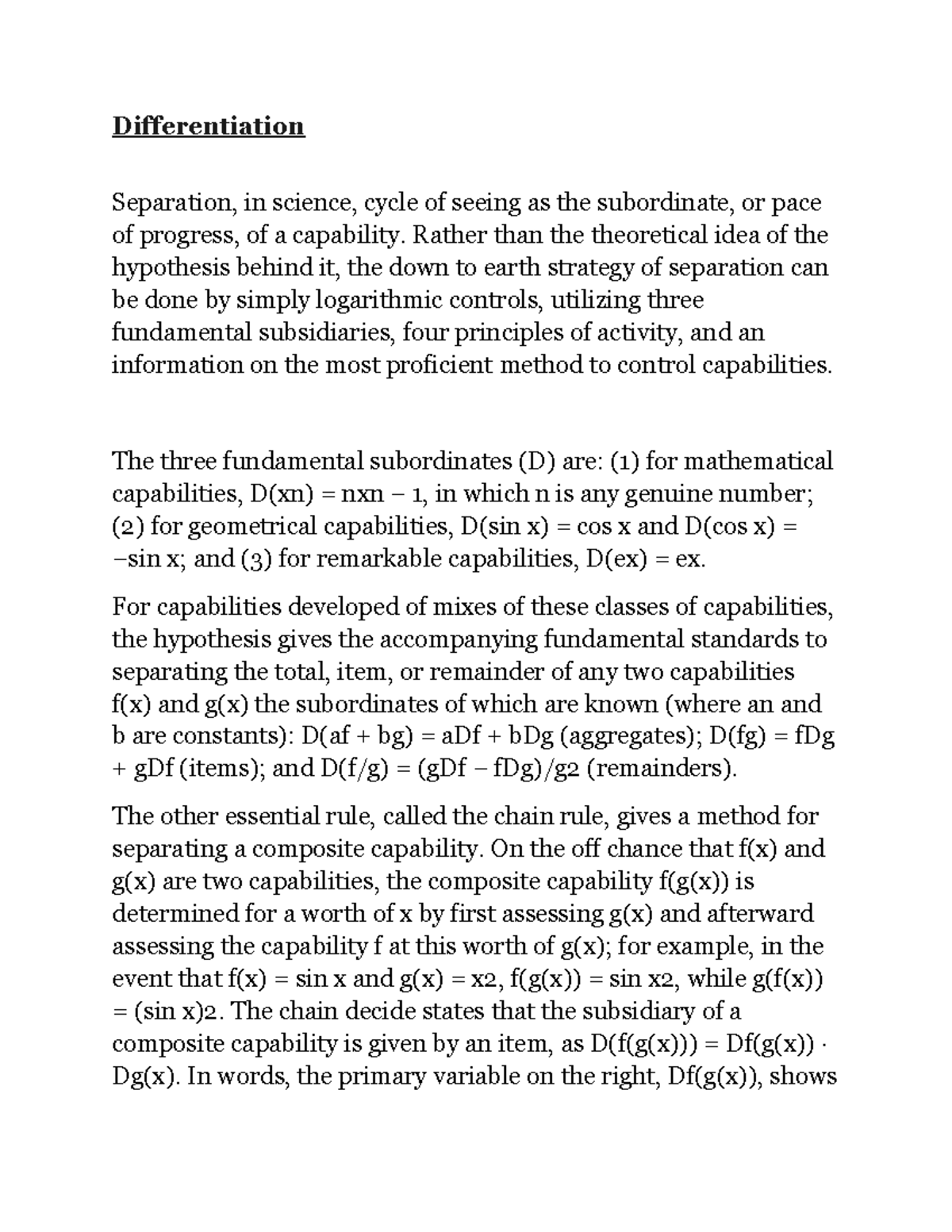 Differentiation - Differentiation Separation, in science, cycle of ...