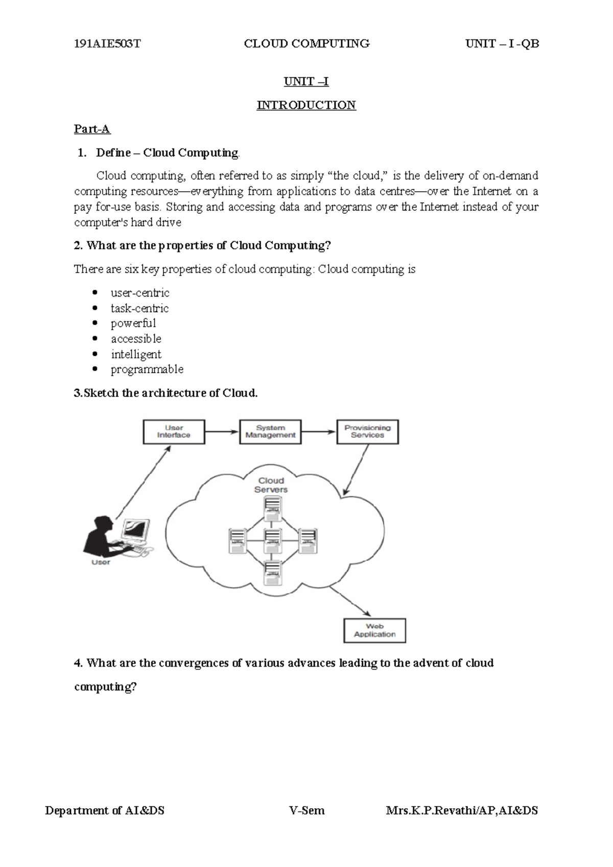 UNIT - I -QB - Question bank - UNIT –I INTRODUCTION Part-A 1. Define ...