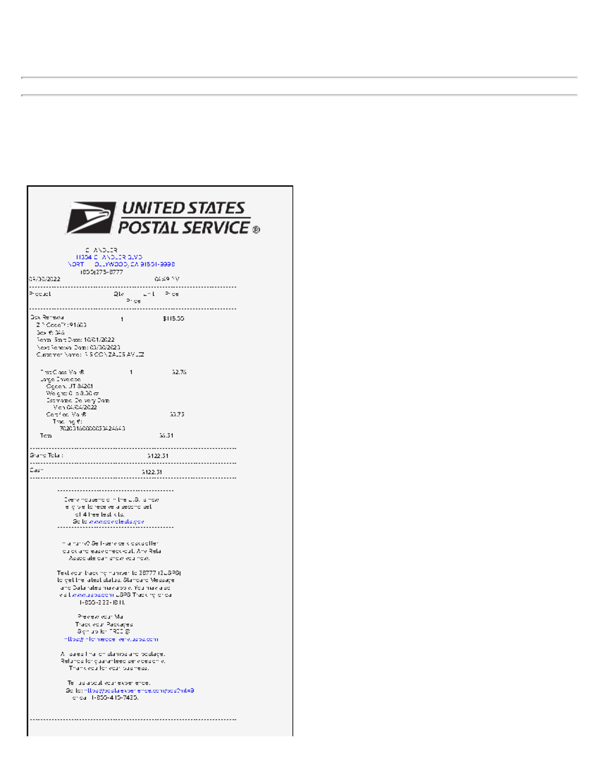 Pages from Fwd: USPS e Receipt - CHANDLER 11304 CHANDLER BLVD NORTH ...