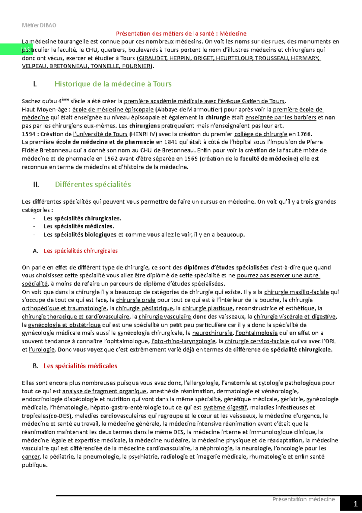 Métier Médecine - Métier DIBAO Présentation des métiers de la santé ...