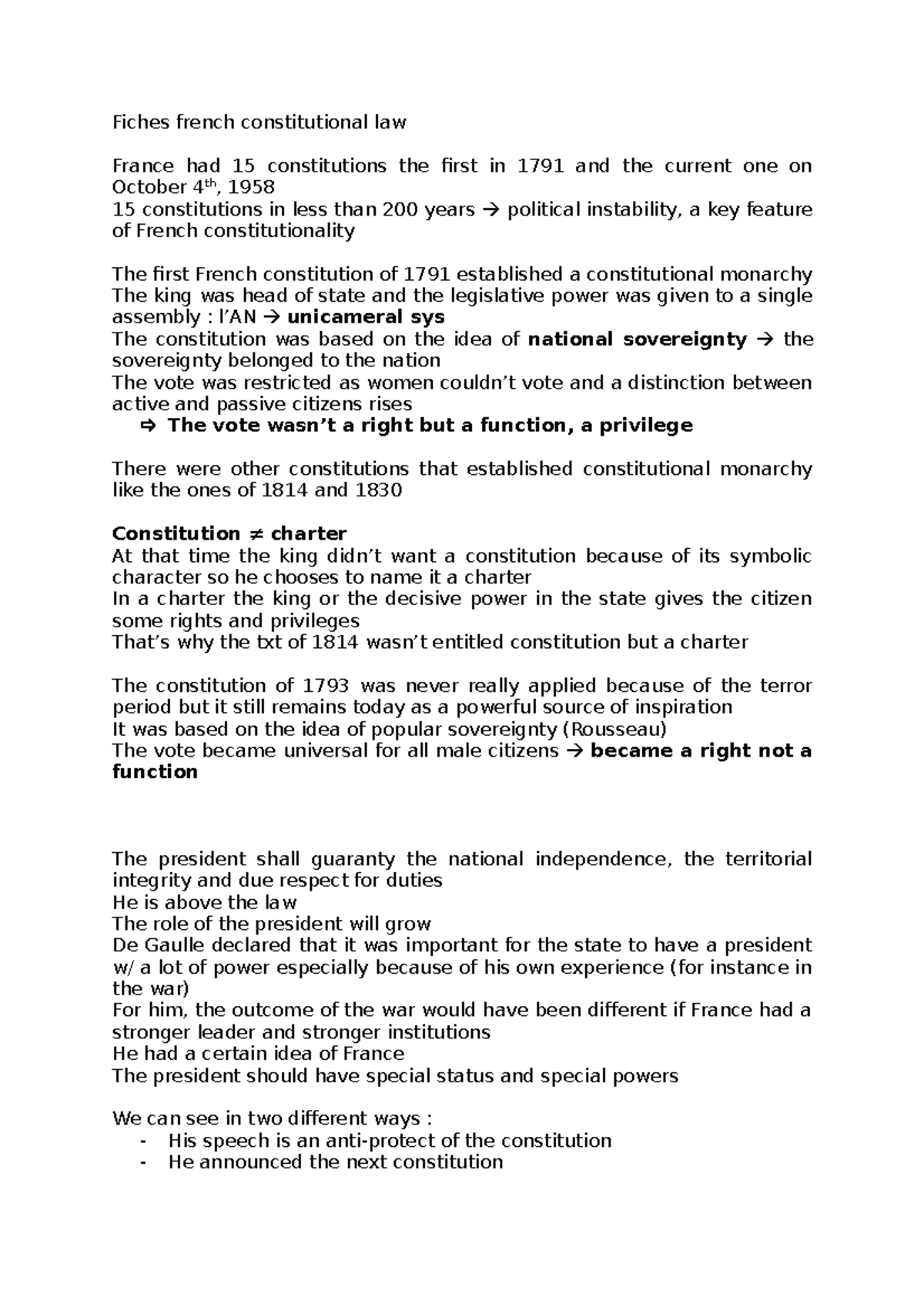 French constitutional law fiches - Fiches french constitutional law ...