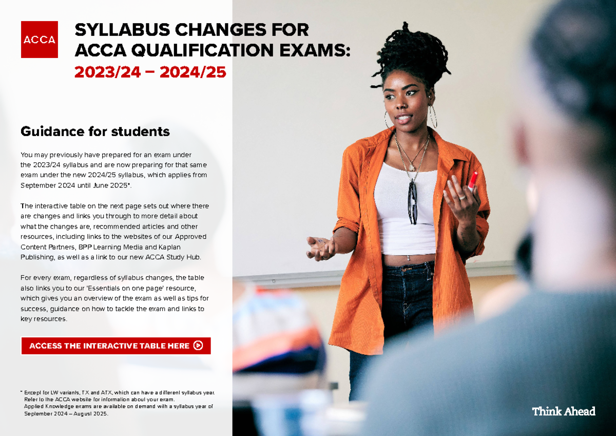 ACCA Syllabus Changes 2024 V300724 - Guidance for students ####### You ...