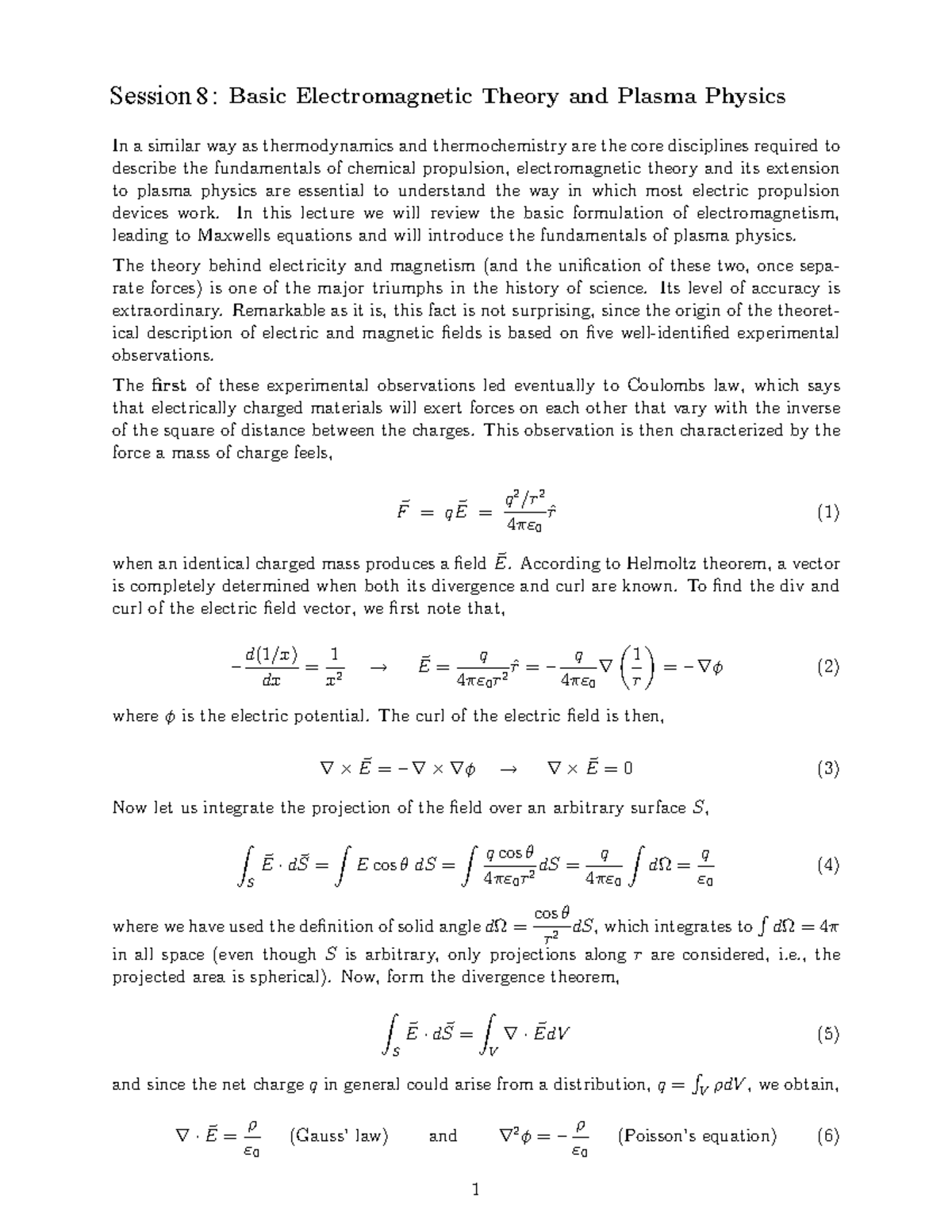 Lecture notes, lectures 6 - 11 - Session 8 : Basic Electromagnetic ...