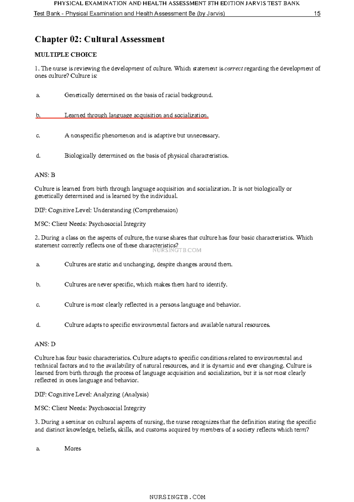 TB-Chapter 02 Cultural Assessment - Gnur101 - Fortis - Studocu