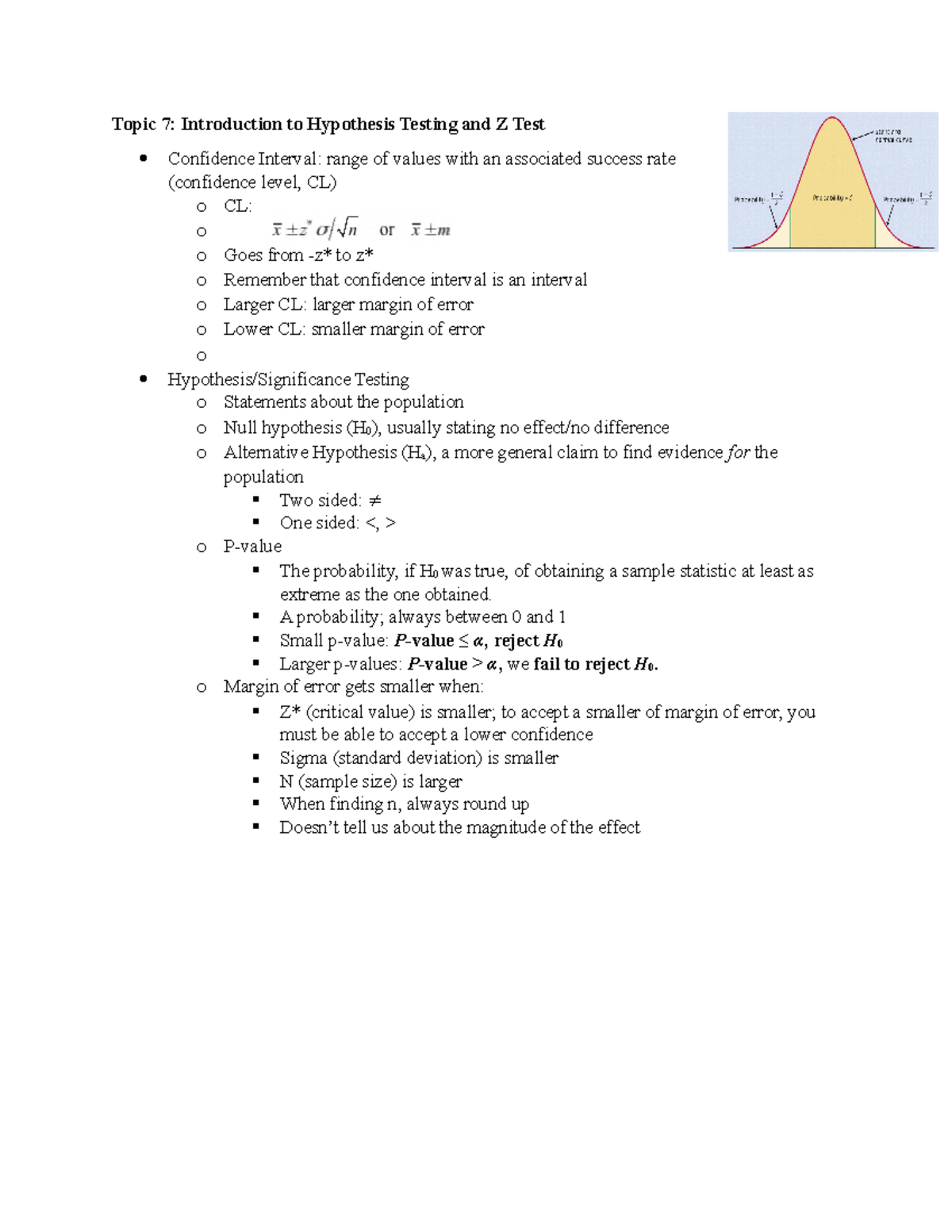 Topic 7: Introduction to Hypothesis Testing and Z Test - A probability ...