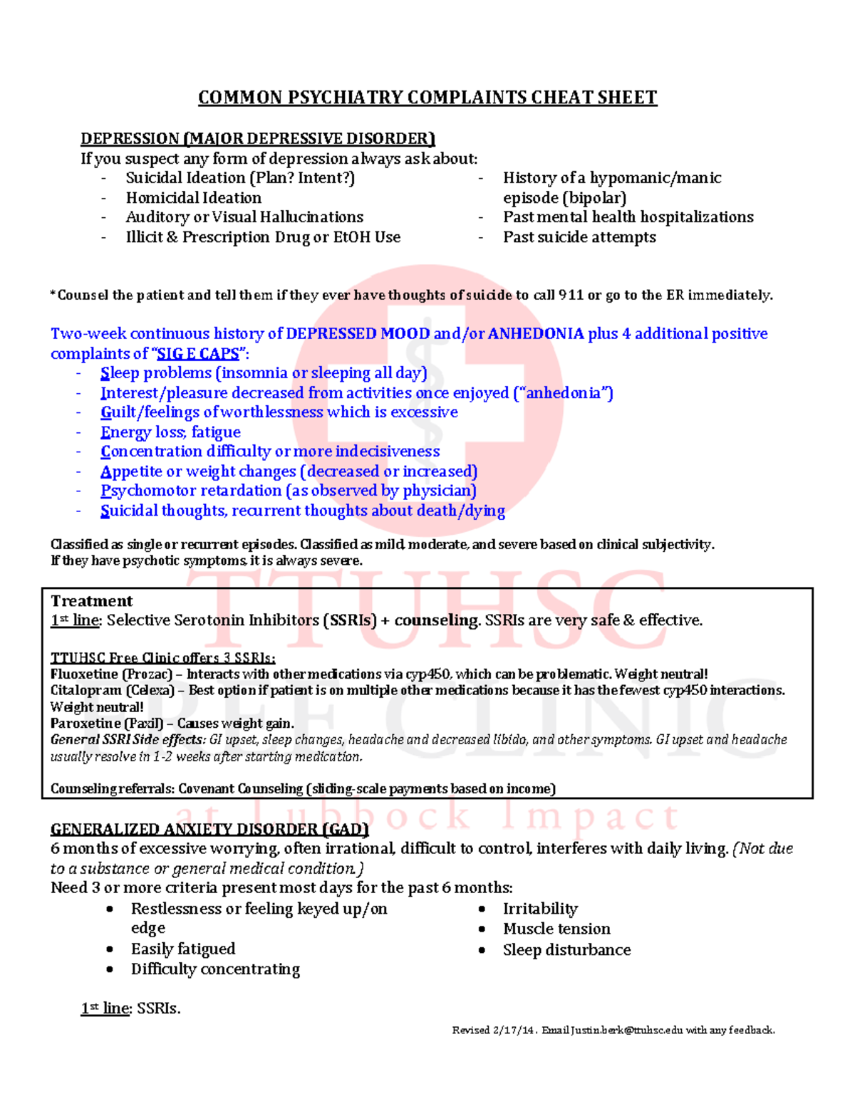 Psychiatrycheatsheet-140817155010-phpapp 02 - Revised 2/17/14. Email ...