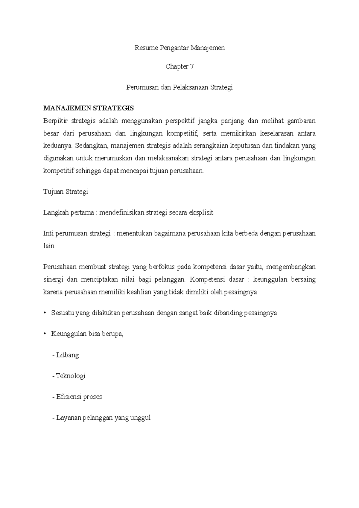 Resume Pengantar Manajemen Chapter 7 - Resume Pengantar Manajemen Chapter 7 Perumusan dan - Studocu