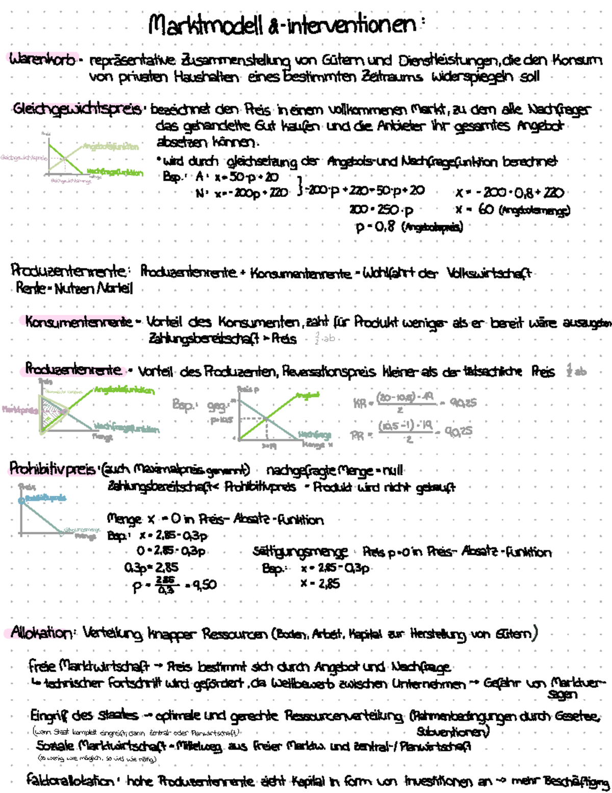 VWL - Klausurvorbereitung - Marktmodell &-interventionen : Warenkorb ...