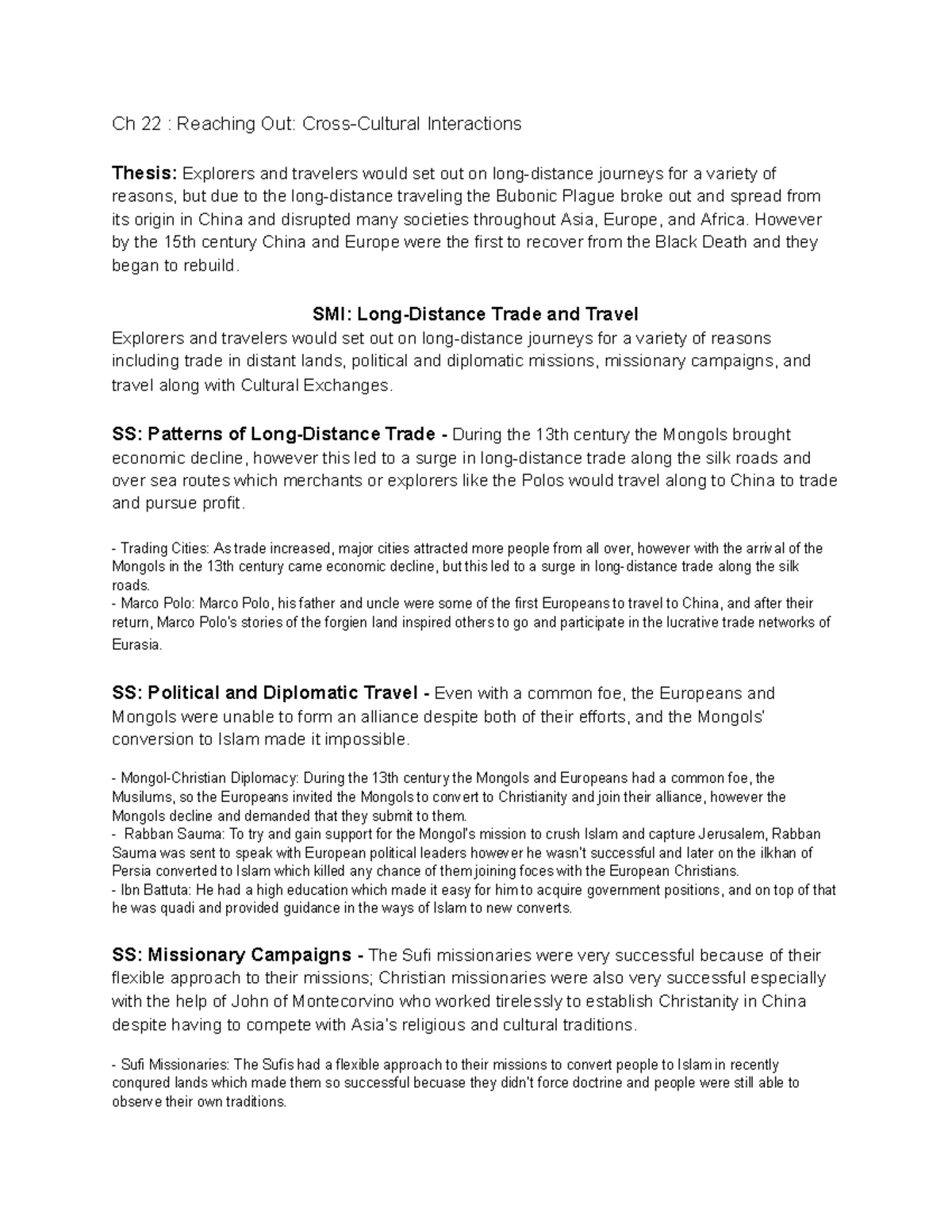 Ch 22 Notes - Ch 22 : Reaching Out: Cross-Cultural Interactions Thesis ...