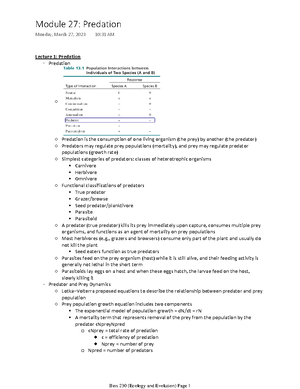 Bios 230 (Ecology and Evolution) Module 24 - Lecture 1: Population ...