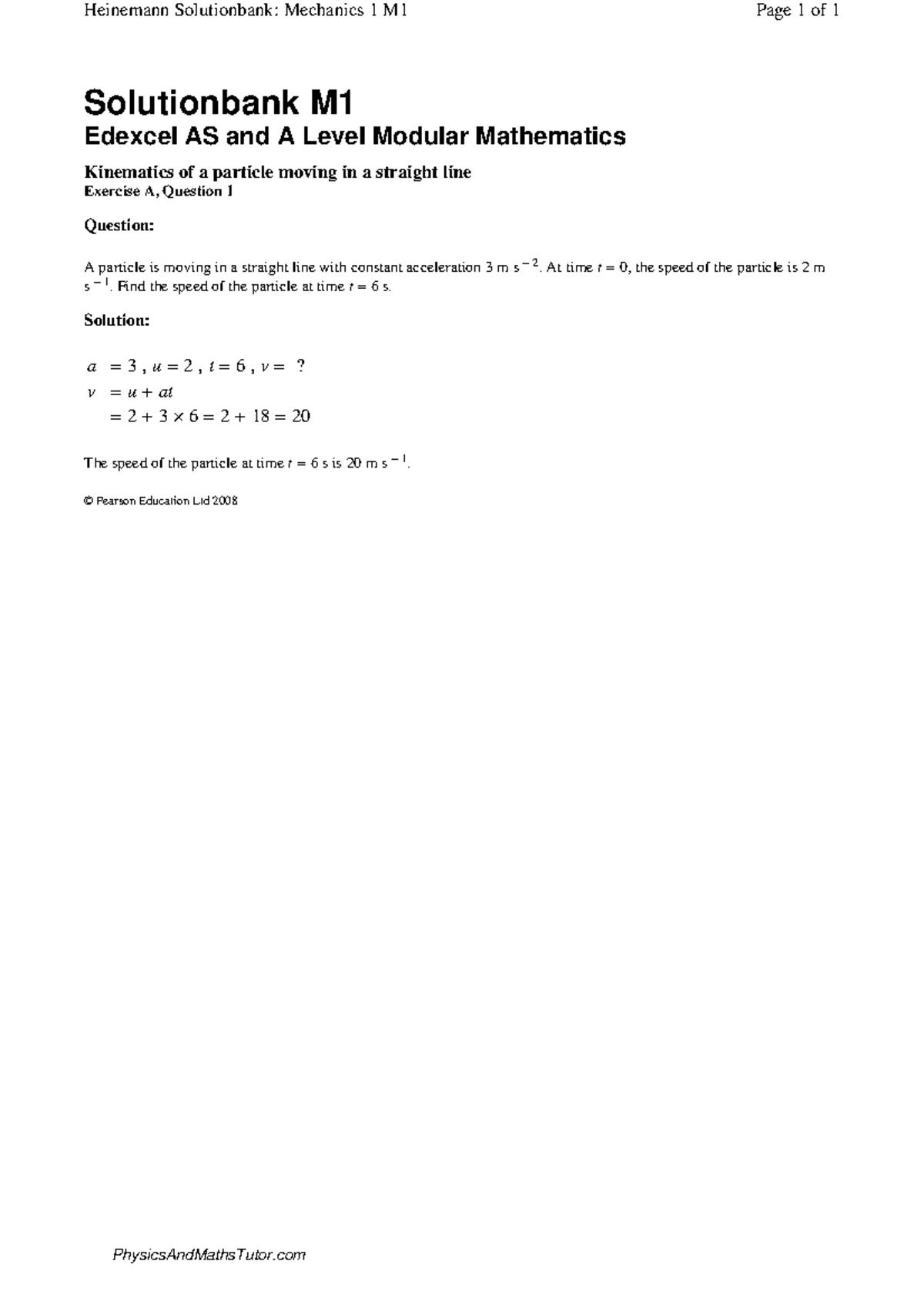 M1 Chapter 2 - Math - Solutionbank M Edexcel AS and A Level Modular ...