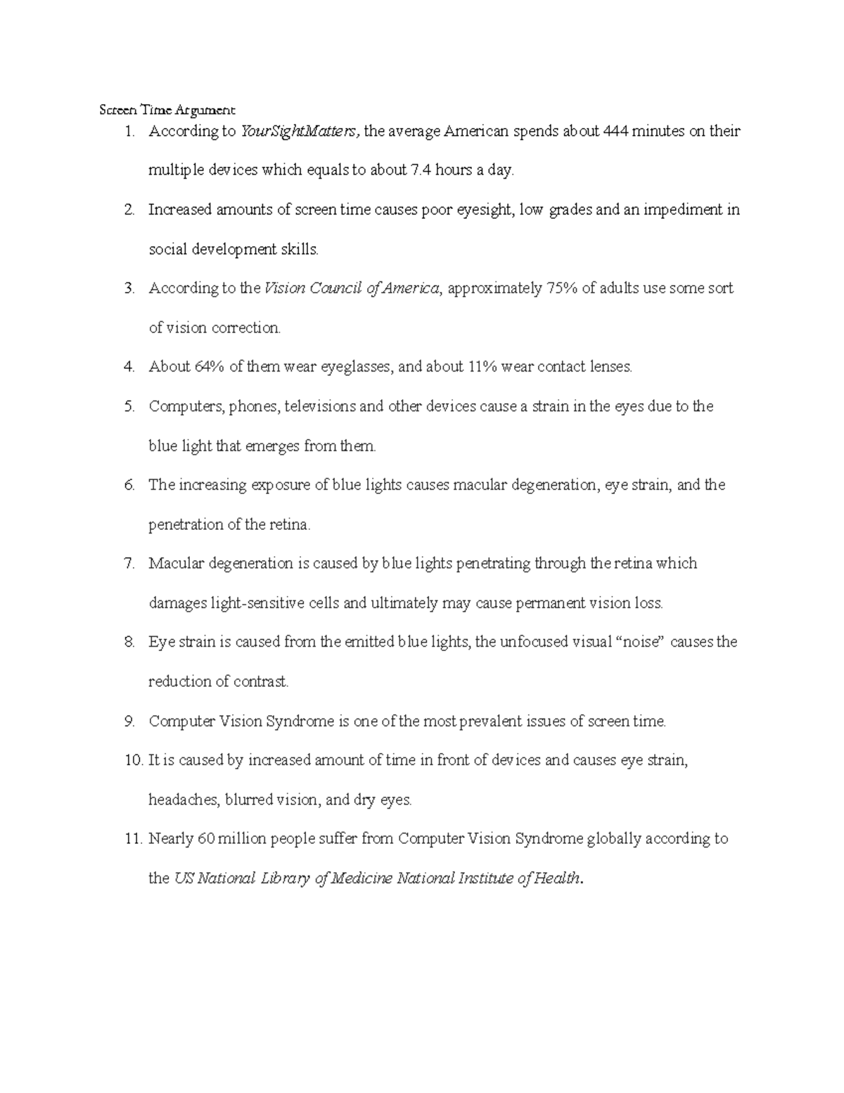 Screen Time Argumentative Notes ENGL 102 - Screen Time Argument 1 ...