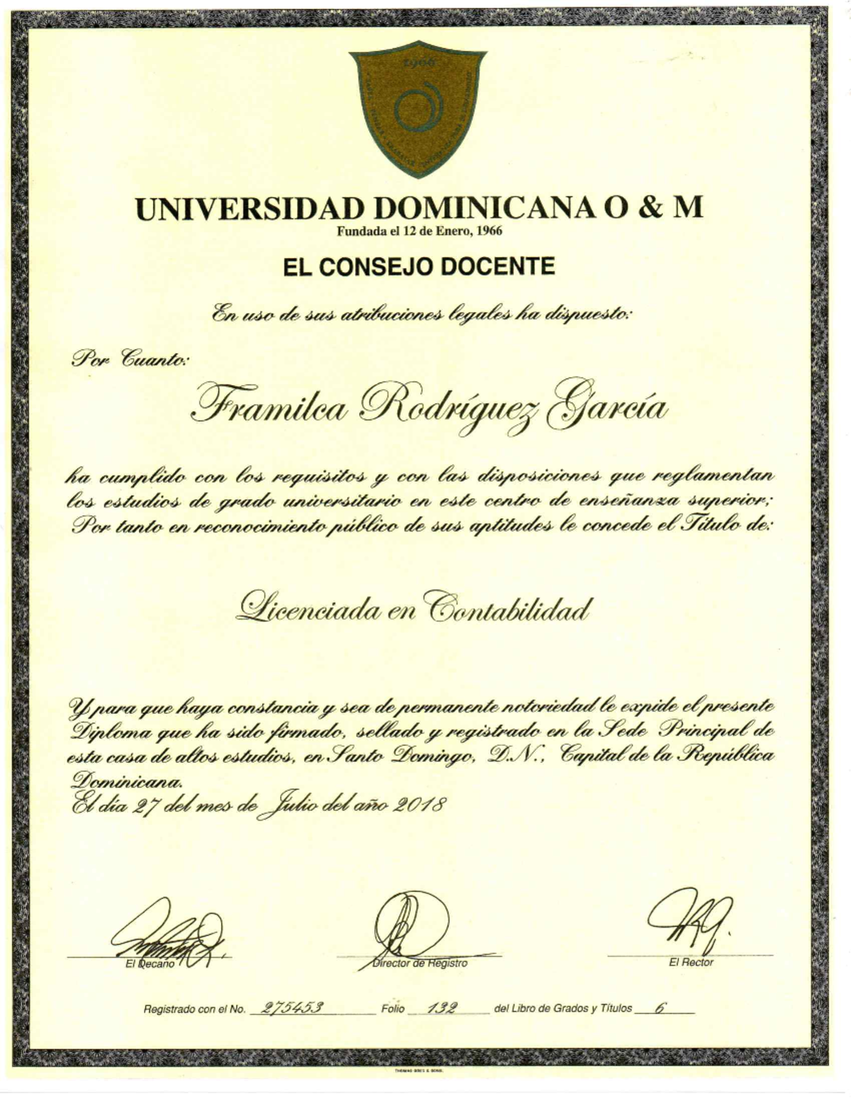 Certificados Universitario (1) - UNIVERSIDAD DOMINICANA O M Fundada el ...