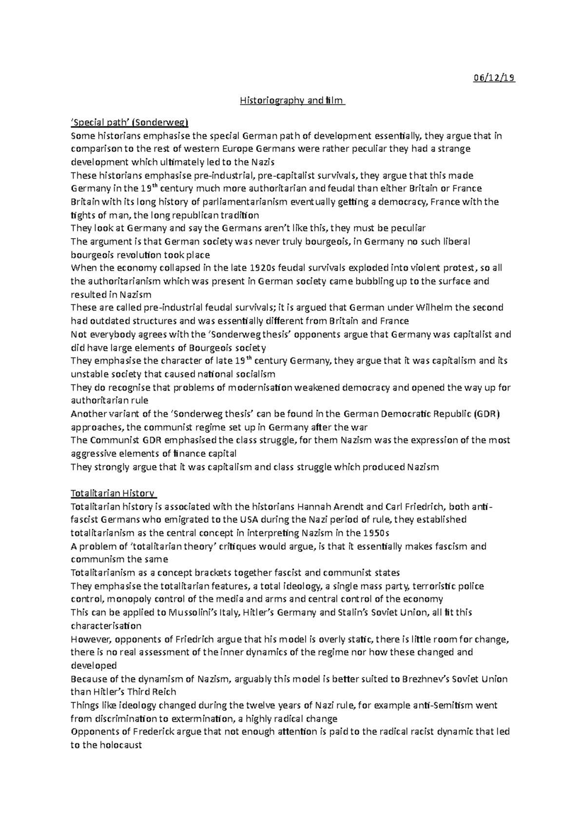 Historiography and film - 06/12/ Historiography and film ‘Special path ...