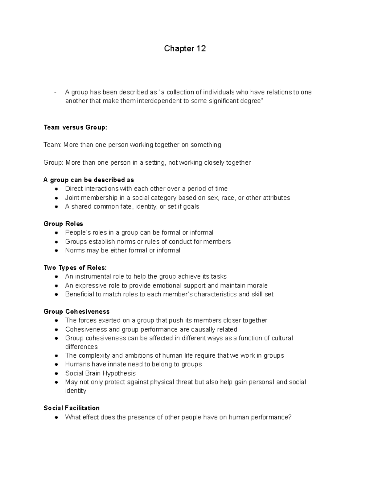 Social Psychology Topic 7 - Chapter 12 A group has been described as “a ...