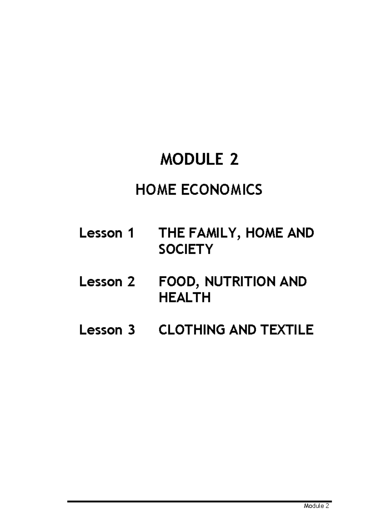 EPP-Module-2 - Handout - MODULE 2 HOME ECONOMICS Lesson 1 THE FAMILY ...