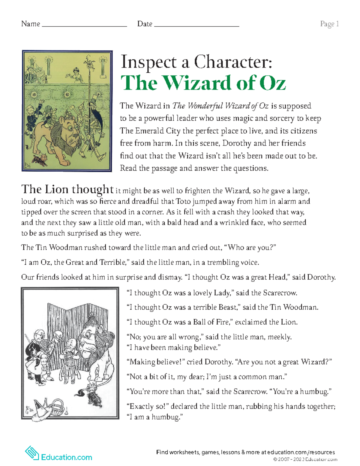 The-wizard-in-the-wizard-of-oz - Inspect a Character: The Wizard of Oz ...