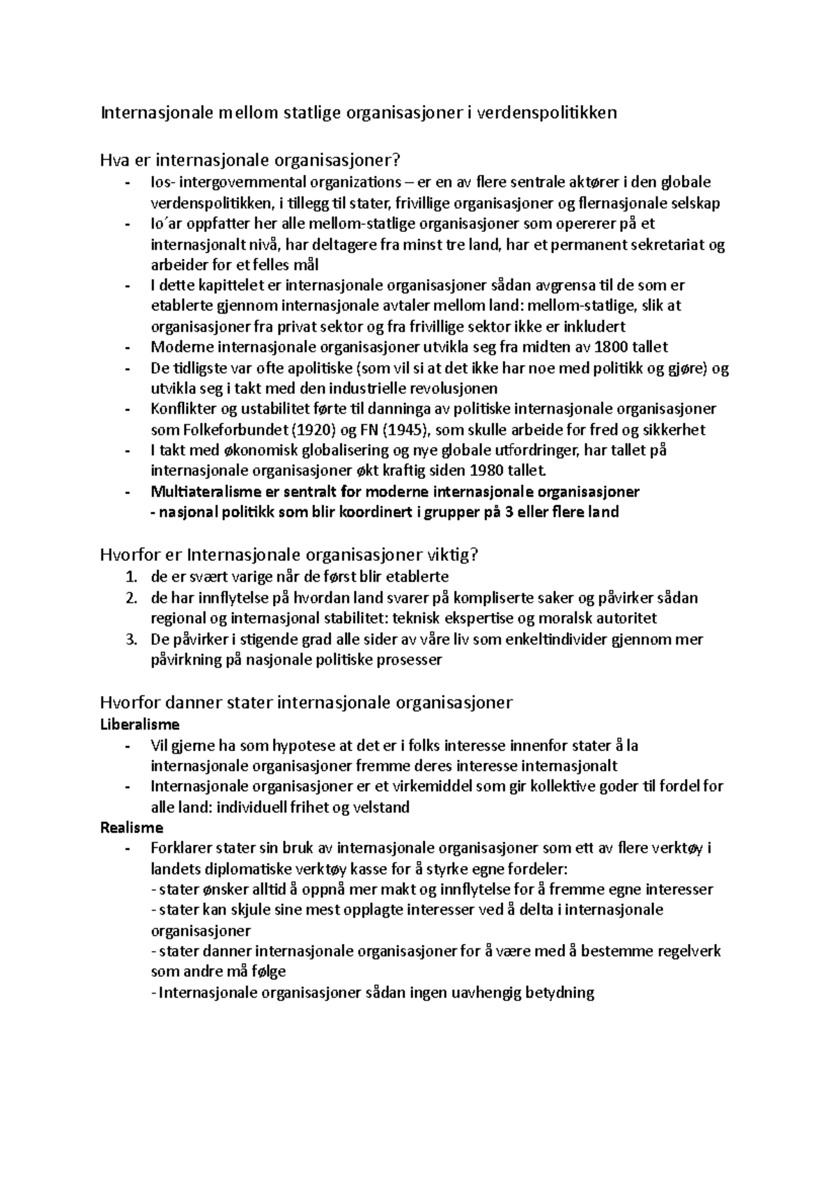 Internasjonale mellom statlige organisasjoner i verdenspolitikken ...