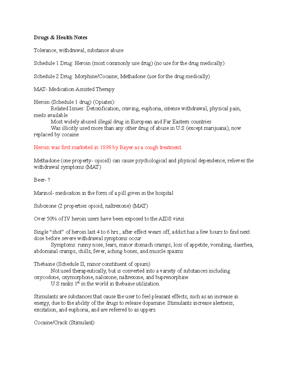 Drugs & Health Notes - Drugs & Health Notes Tolerance, withdrawal ...